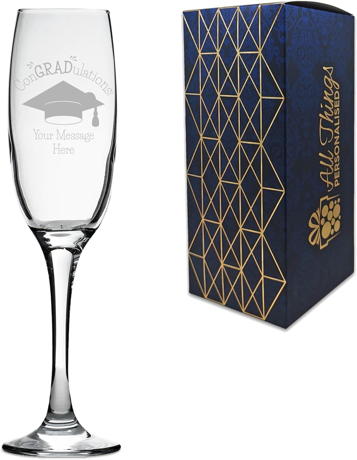 Personalised Engraved Graduation Champagne Flute with 'ConGRADulations ...