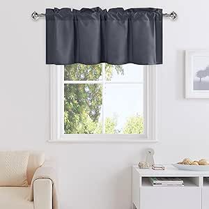 Amazon.com: DWCN Dark Grey Valance for Windows, 18 Inch Bathroom ...