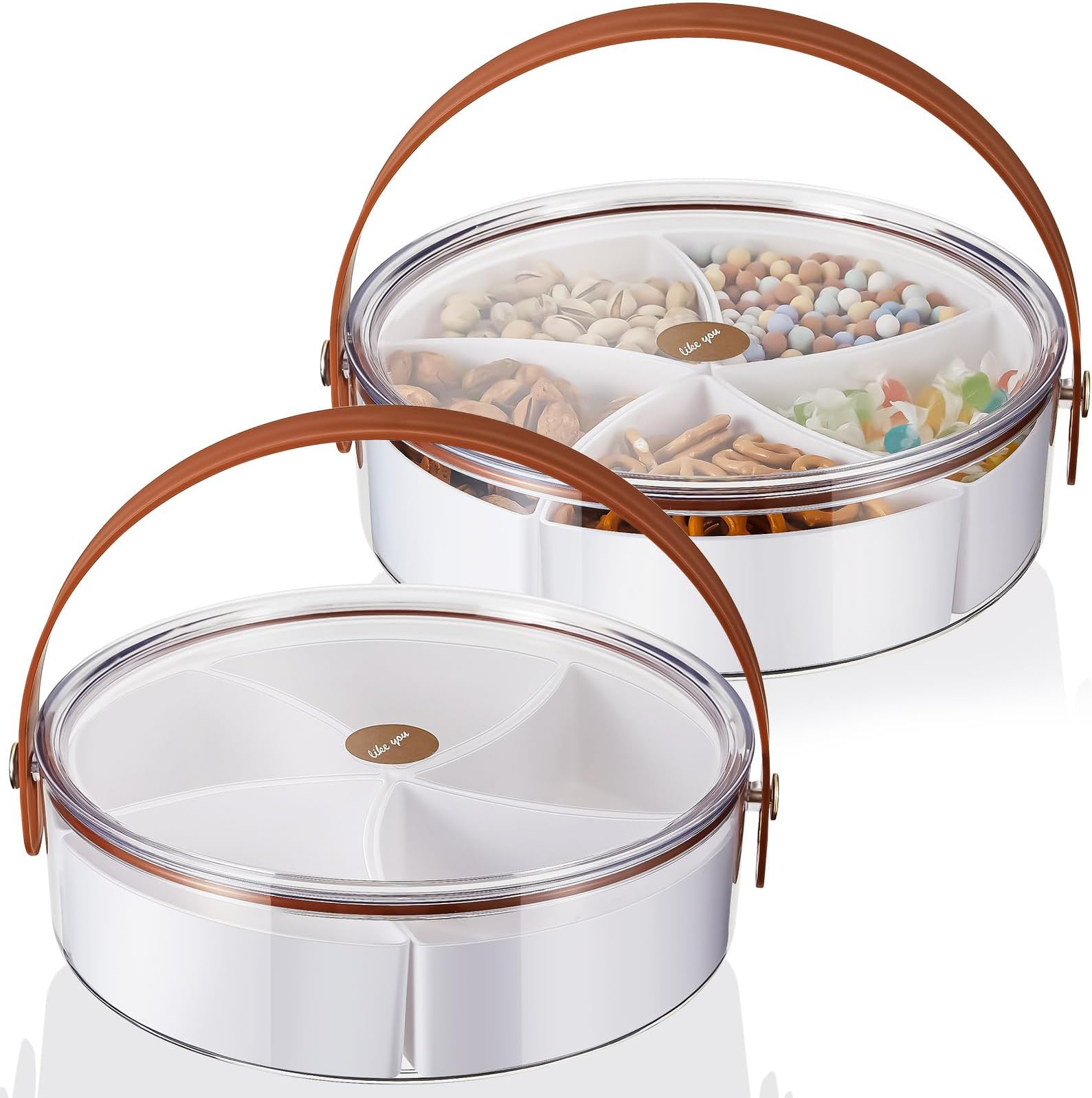Amazon.com: WMM Round Clear Divided Serving Tray with Lid and Handle ...