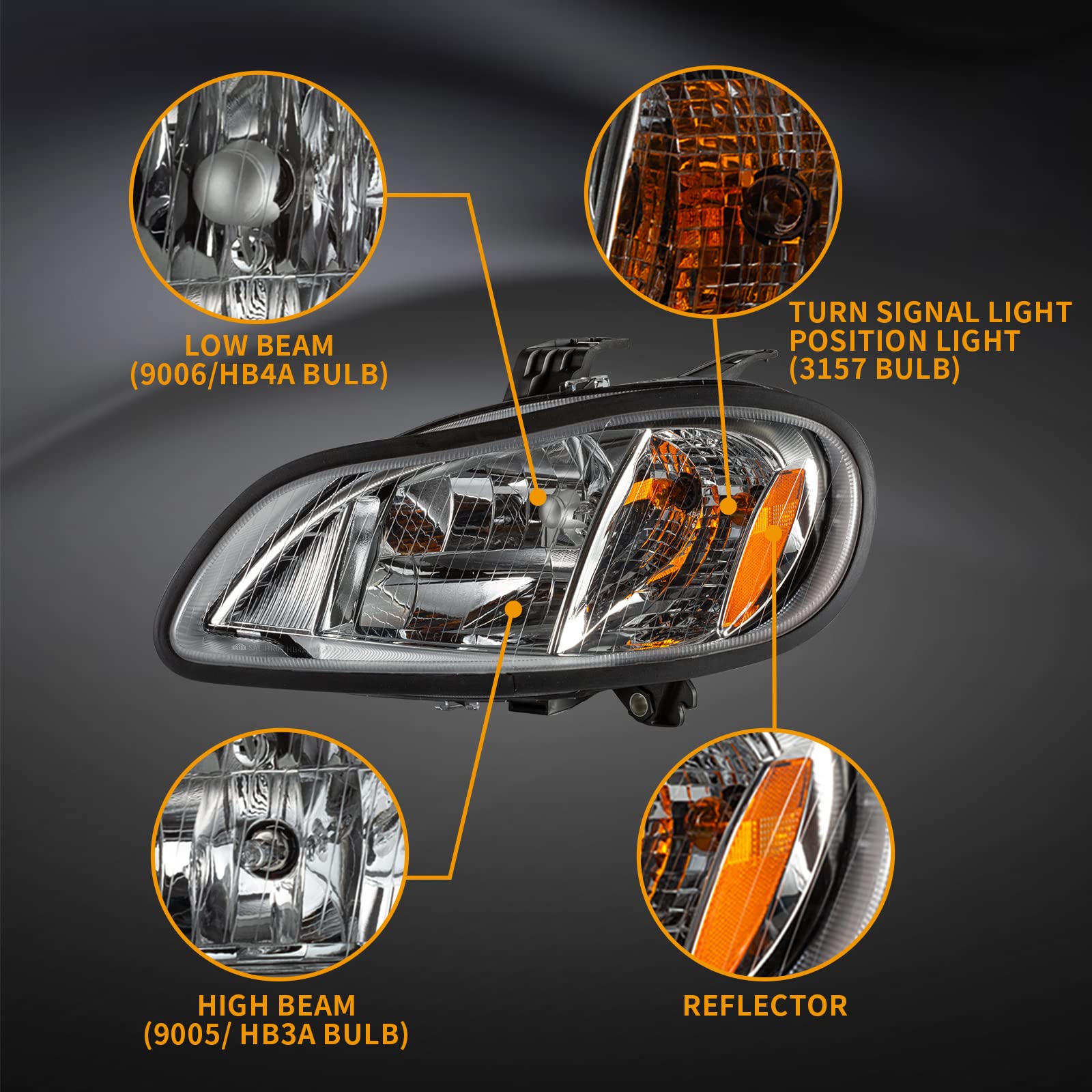 EVERESTHD Pair Headlights Headlamps Included All Bulbs Left Driver ...