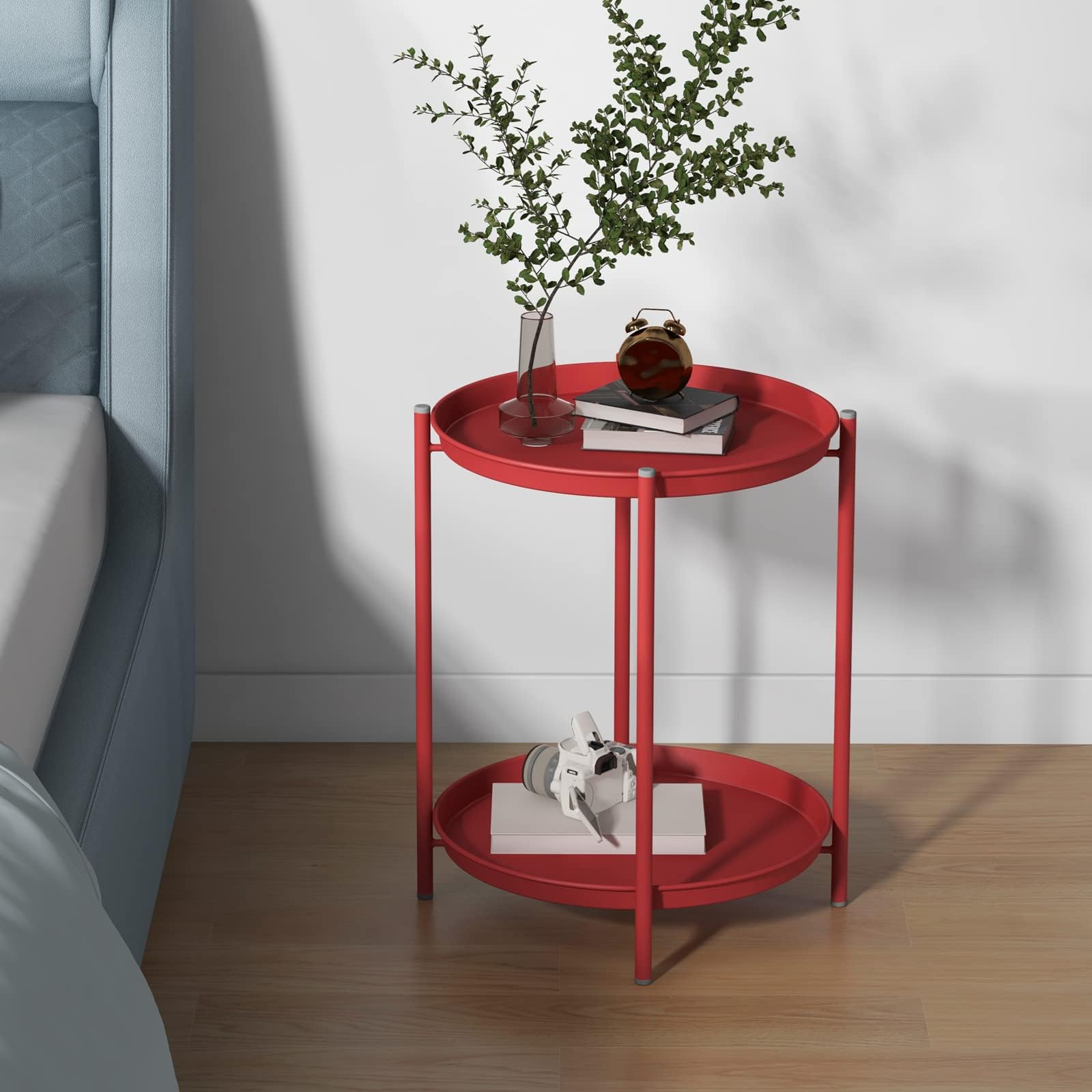 Amazon.com: Grand patio 2-Tier End Table, Round Metal Side Table with ...