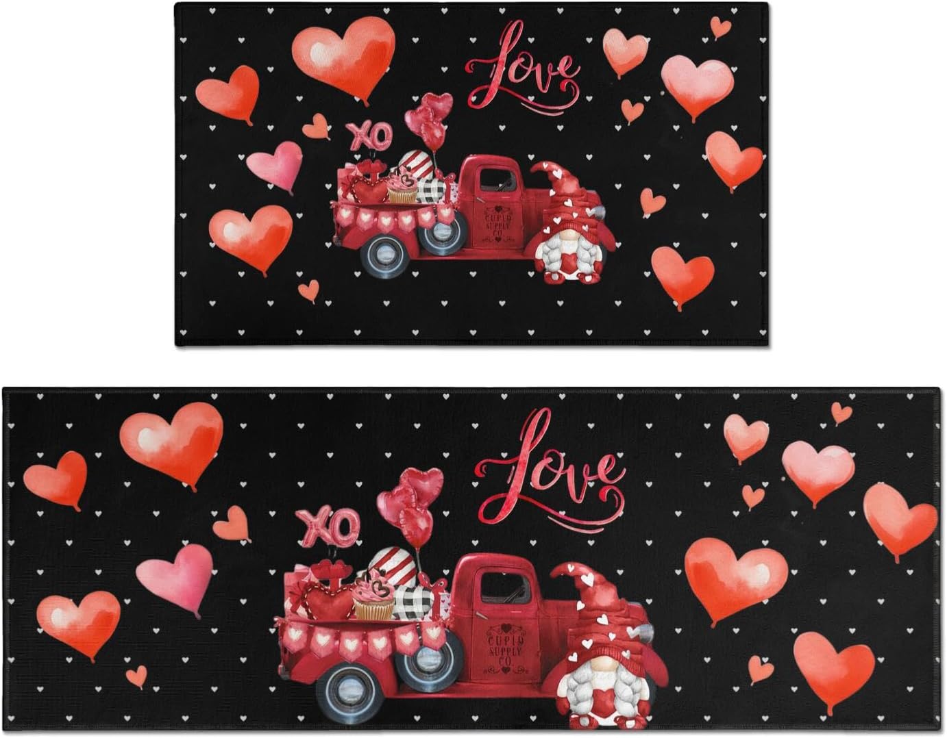 Amazon.com: Valentine's Day Farmhouse Kitchen Rugs Sets of 2, Gnomes ...