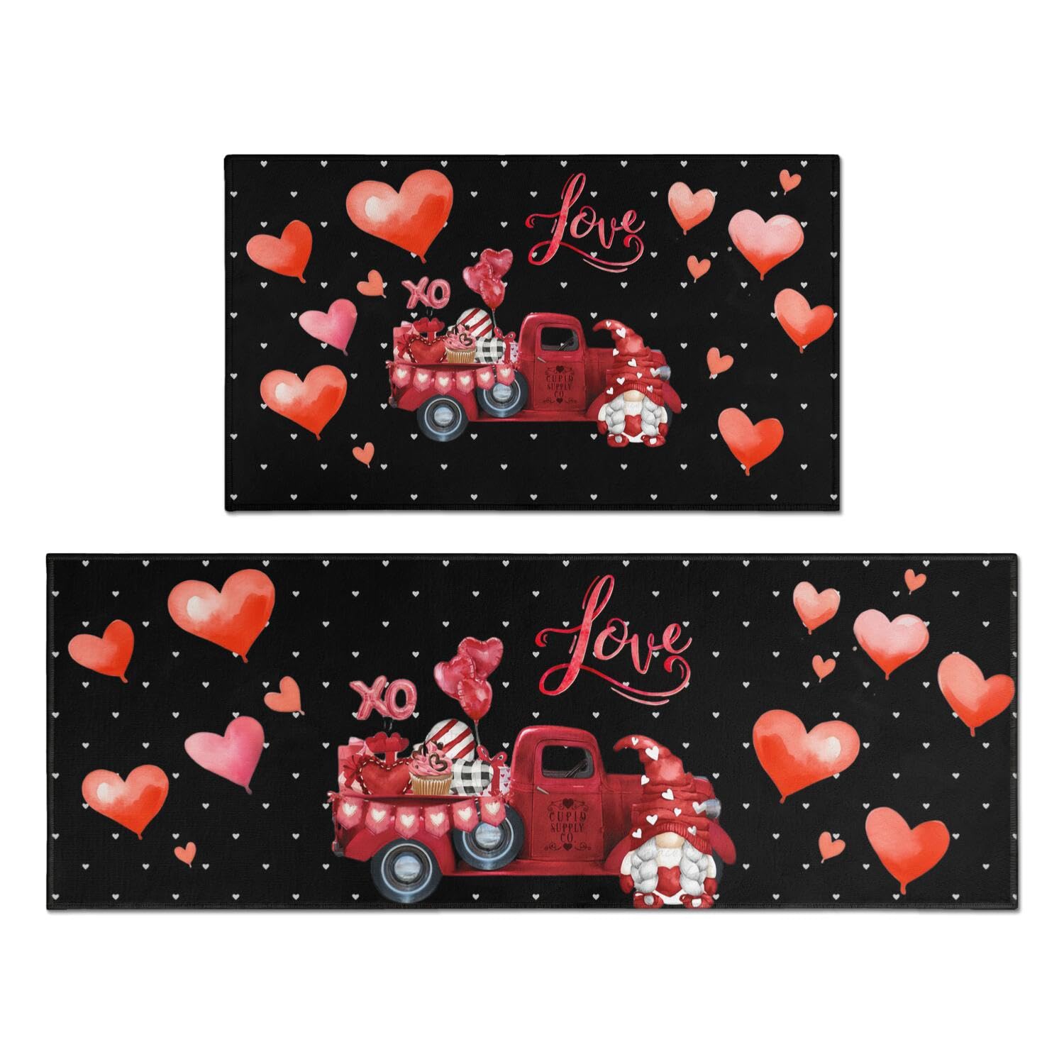 Amazon.com: Valentine's Day Farmhouse Kitchen Rugs Sets of 2, Gnomes ...