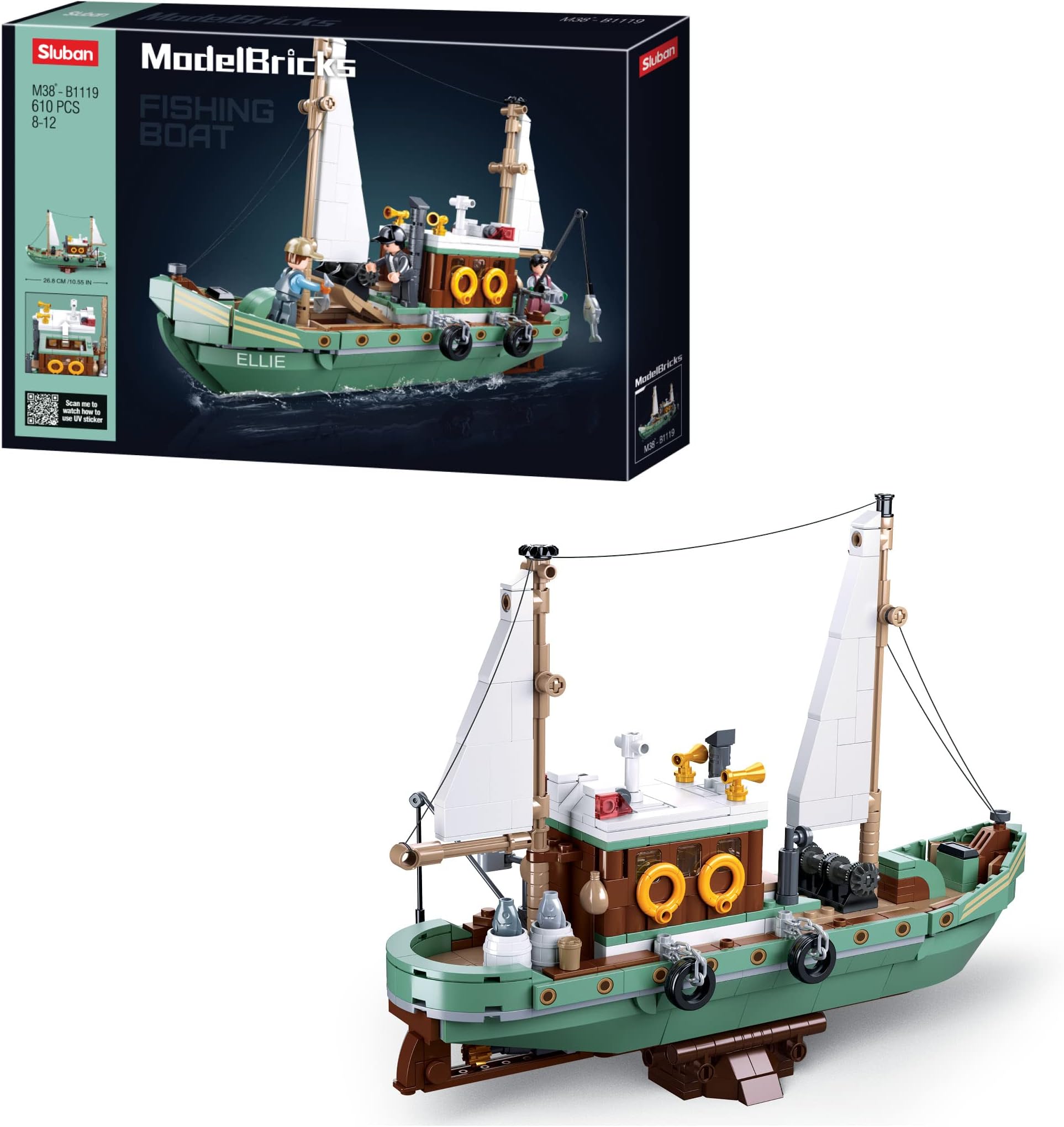 Buy Sluban MODELBRICKS-Fishing-Boat 610Pcs Building Blocks Kit for Boys ...