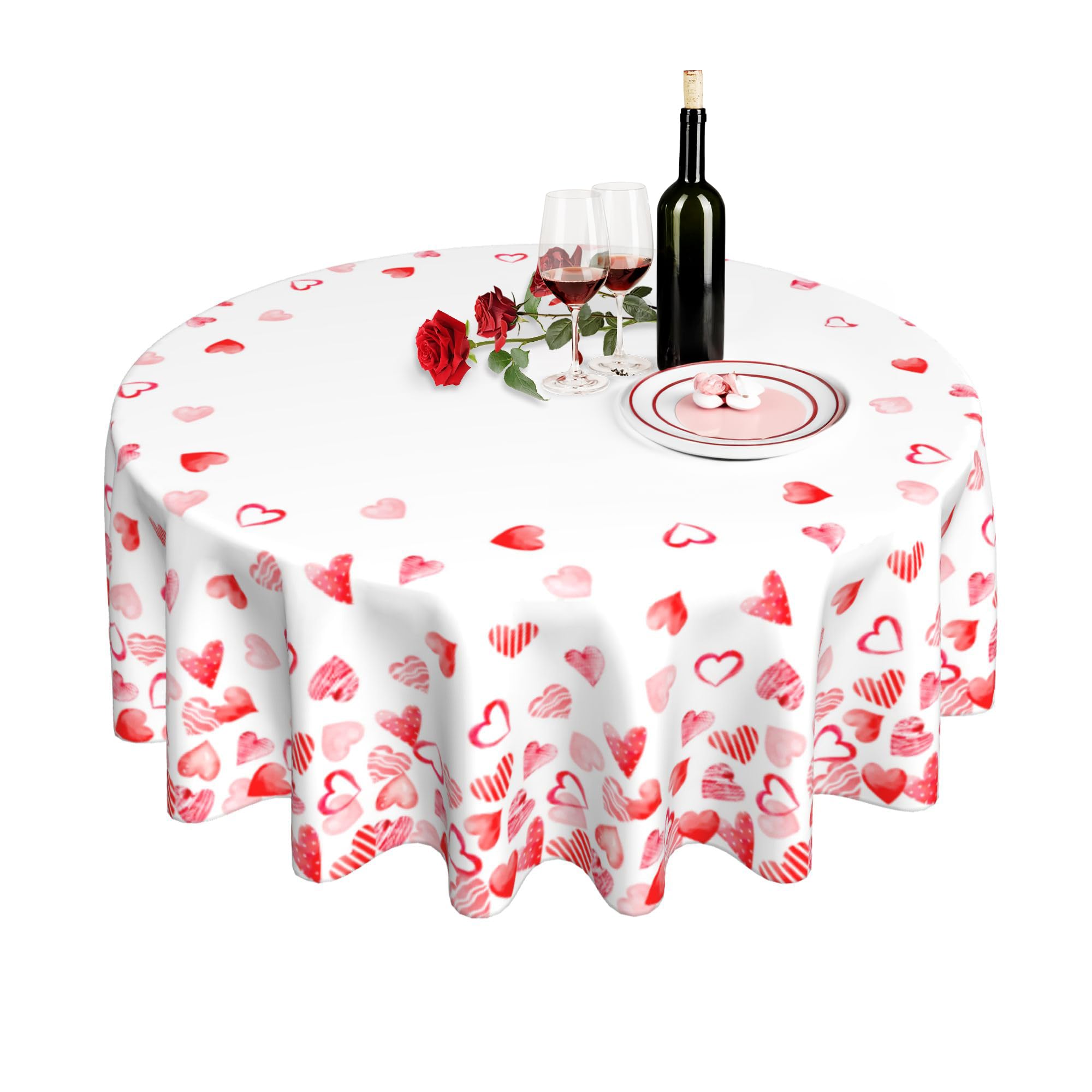 Amazon.com: JYKCUL Happy Valentine's Day Tablecloth Round 60 Inch, Love ...