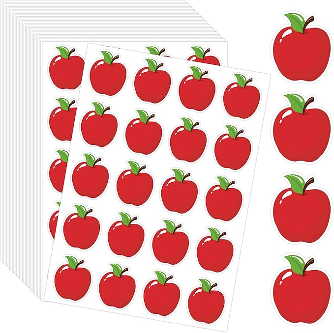 Amazon.com: Wonmon 600 PCS Apple Shape Stickers for Kids Crafts, Red ...