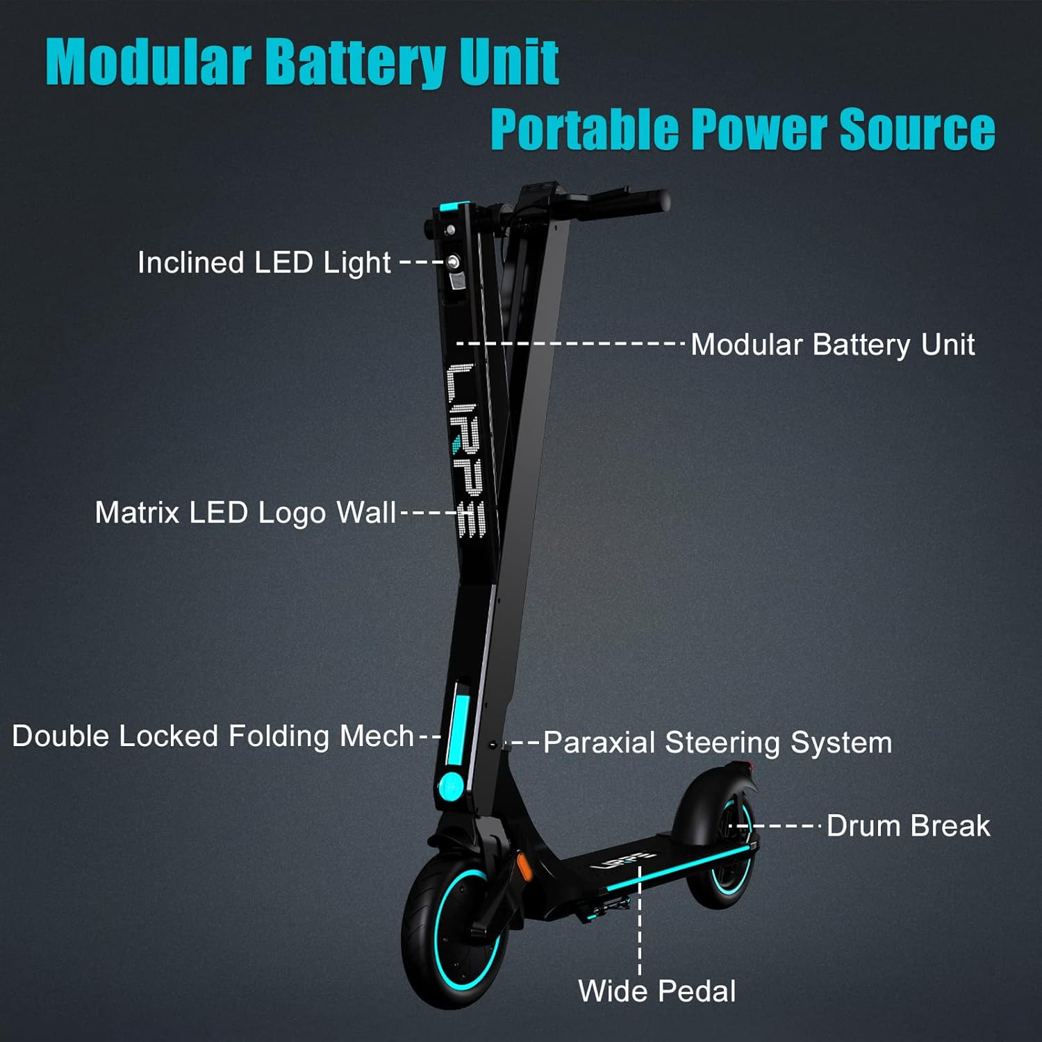 Lirpe Electric Scooter for Adults, Modular Scooter Foldable, Removable ...