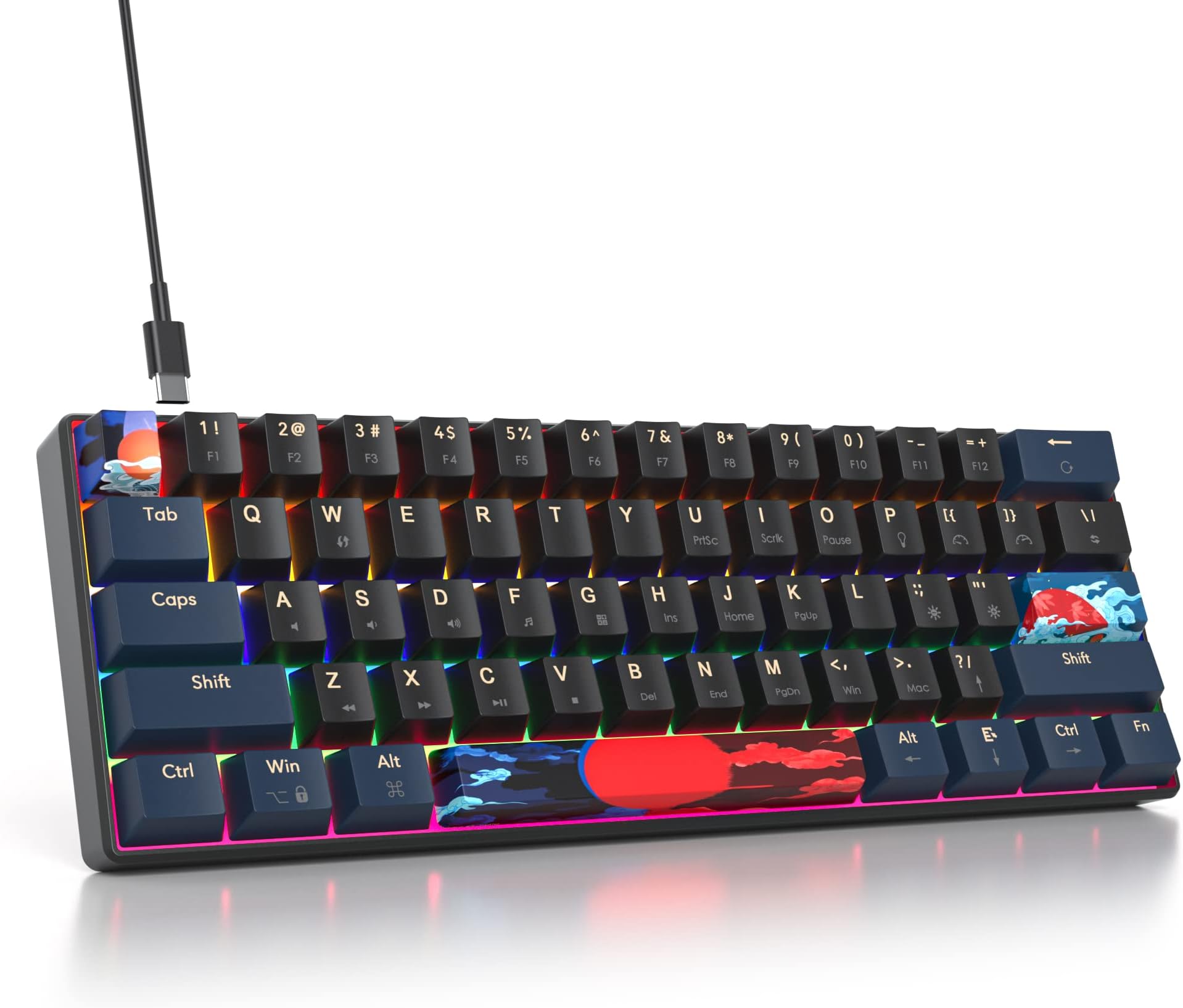 Amazon.com: iTastatur 60 Percent Gaming Keyboard Mechanical with Linear ...
