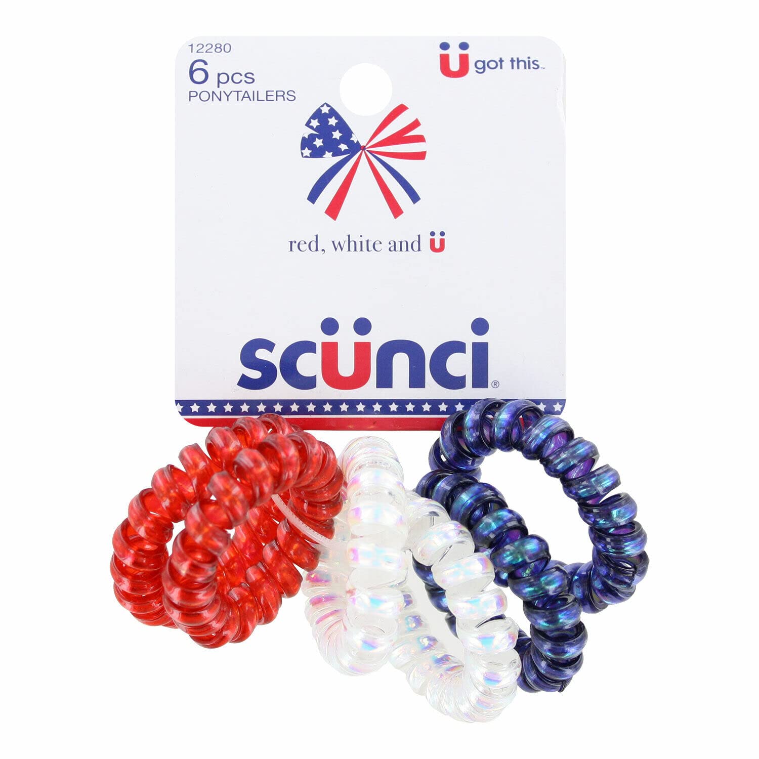 Amazon.com : Scunci U Got This, Red, White, and Blue Hair Spirals ...