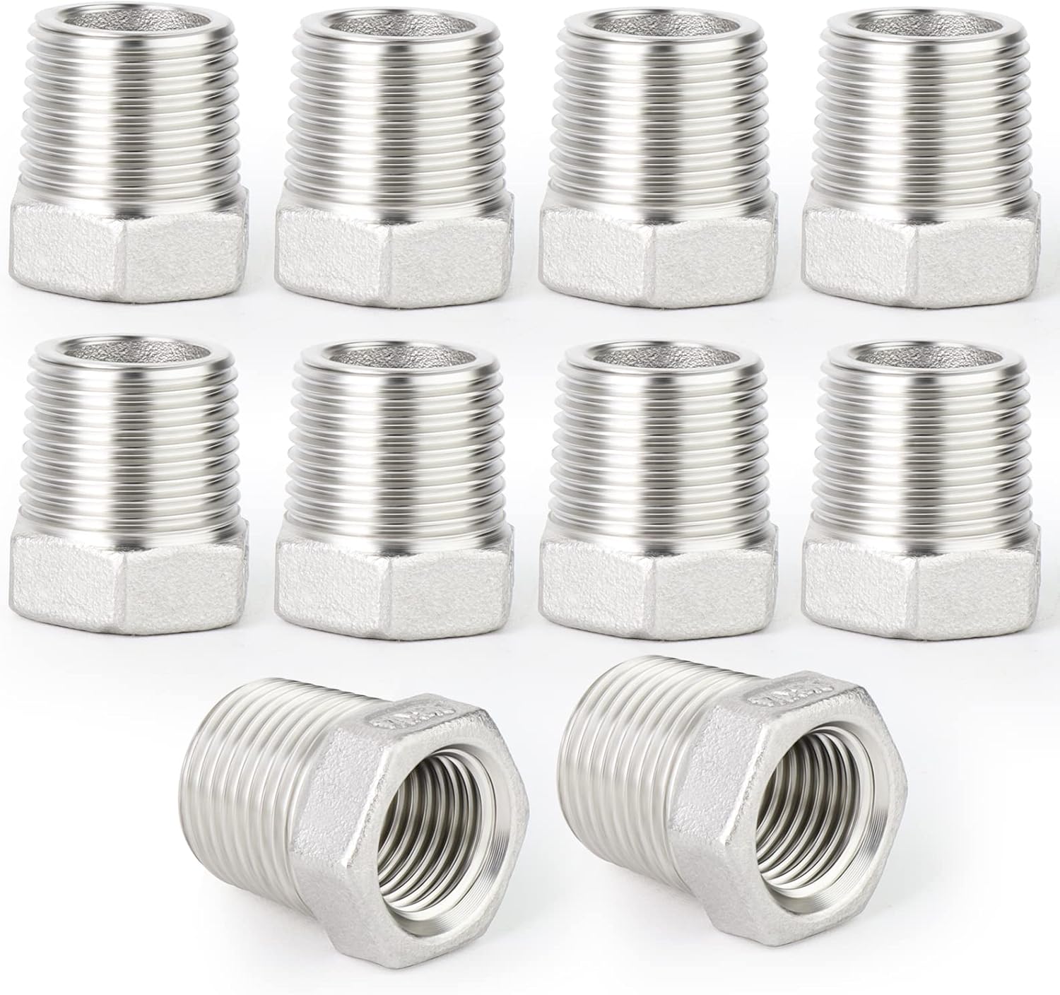 ERGAOBOY 2pcs 304 Stainless Steel Hex Reduction BSP Female Pipe Adapter ...