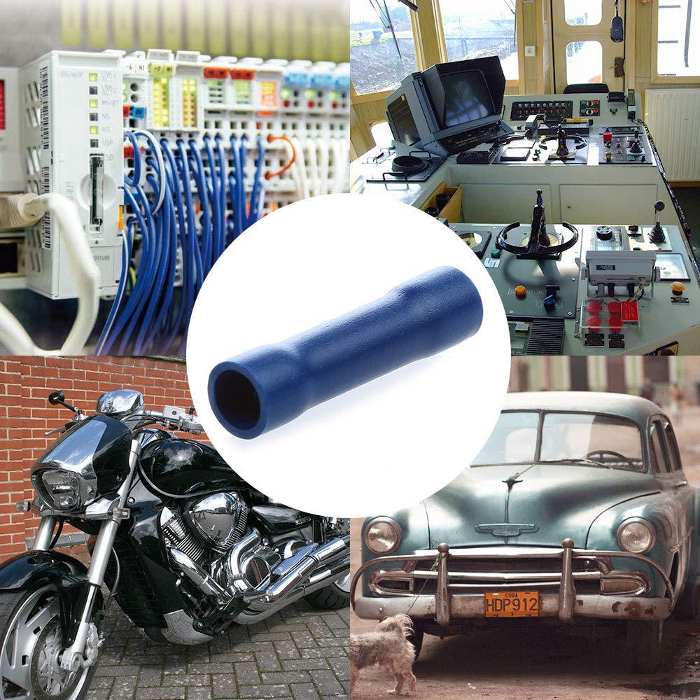 Snapklik.com : AIRIC Blue Butt Connectors Crimp 200pcs 16-14AWG Butt ...