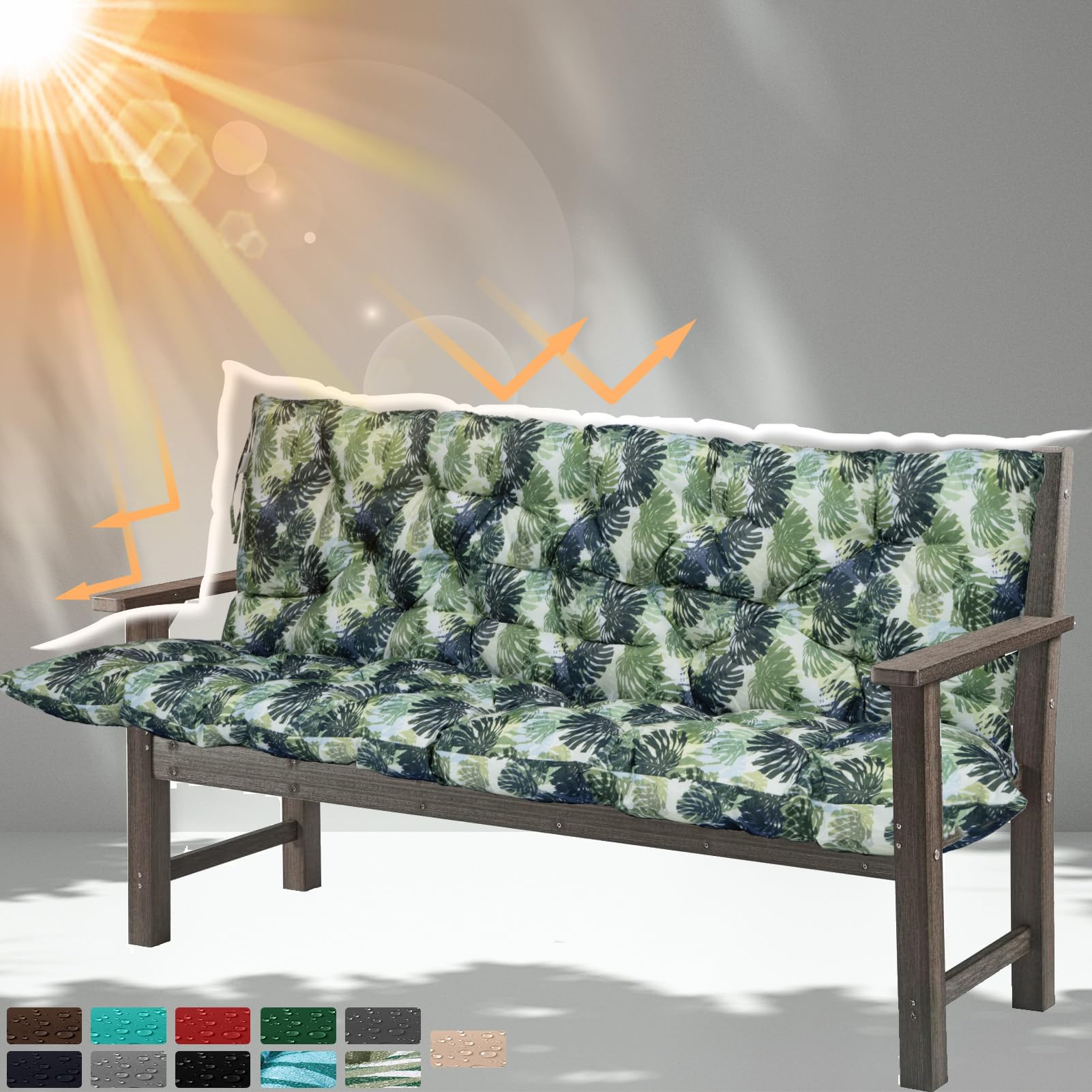 Amazon.com: HIYEN Porch Swing Cushions 3 Seater Replacement, Waterproof ...