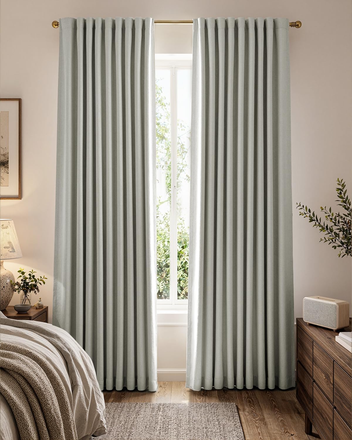 Amazon.com: jinchan Blackout Curtains for Bedroom 84 Inches Long Grey ...