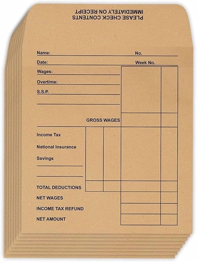 NAYA Wage Envelopes. 960 Bulk Pack. Brown Self Seal 110x100mm - 90gsm ...