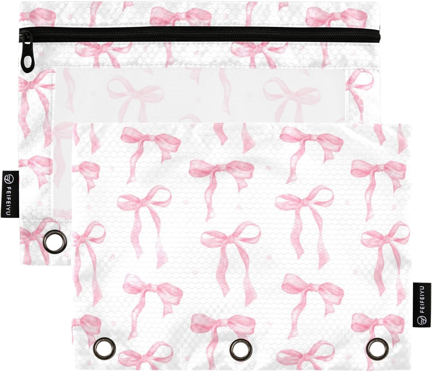Amazon.com : Bedside Pencil Pouch for 3 Ring Binder Pink Bow 2 Pack ...