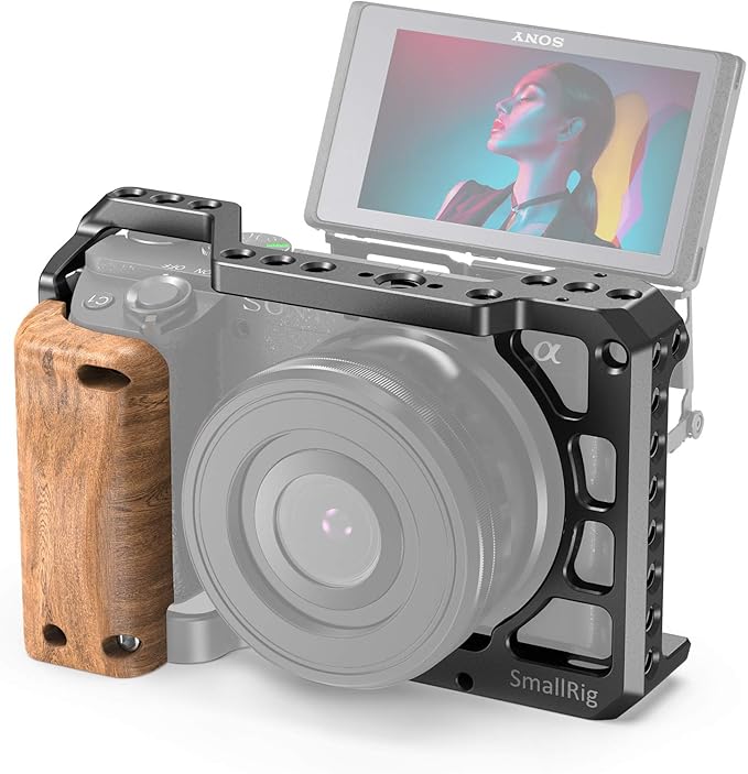 Amazon.com : SmallRig Cage Kit with Wooden Handle Hand Grip, for Sony ...