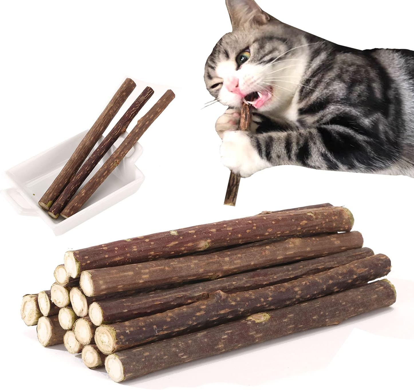 15PCS Natural Silvervine Sticks for Cats, Catnip Sticks Matatabi Chew ...