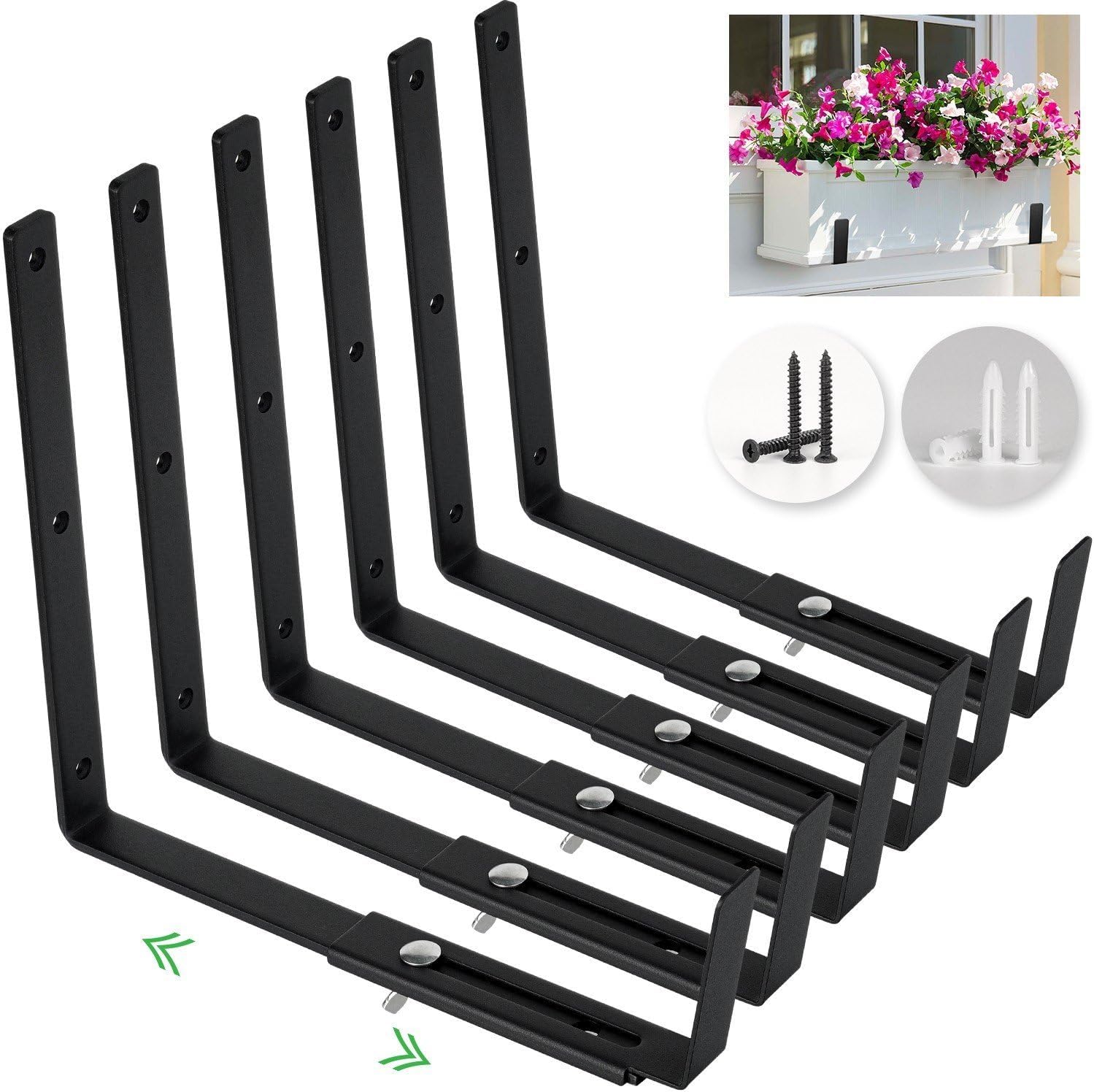Amazon.com : KEYDOLA Adjustable Window Planter Box Brackets for Planter ...