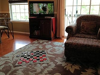 Amazon.com: Brybelly Large Checkers Set - Giant Checkers Game for ...