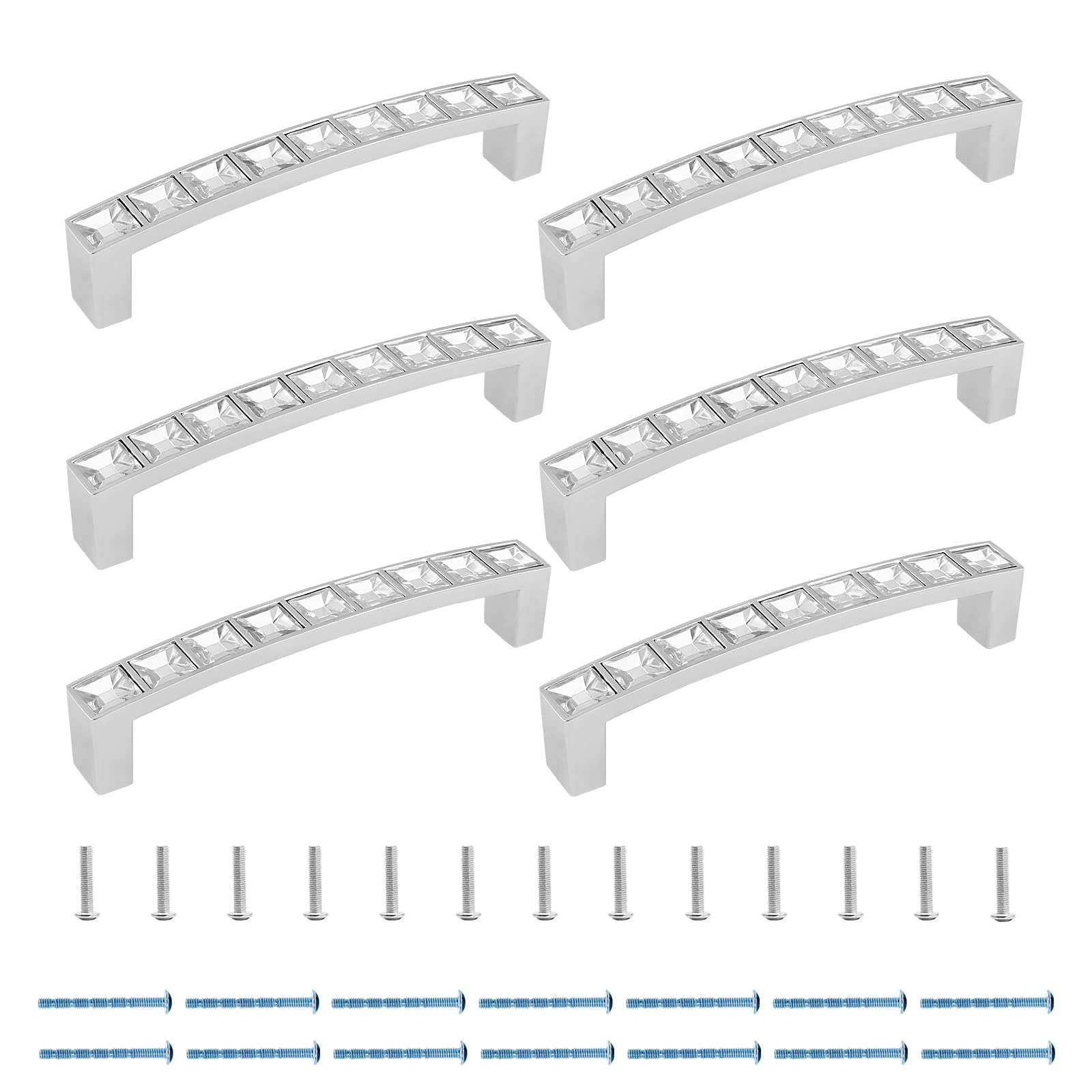 Bivethoi Crystal Drawer Pulls, Rhinestone Handles, Silver Zinc Alloy ...