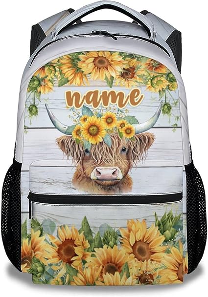 Amazon.com | PAKKITOP Personalized Highland Cow Backpack for Teen Girls ...