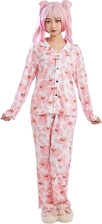 haikyuu Women Pink Pajamas Set Cute Loungewear Long Sleeve Two Piece ...