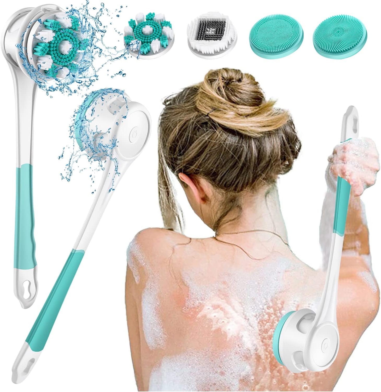 Electric Bath Brush Removable Back Brushes Waterproof Shower Body ...