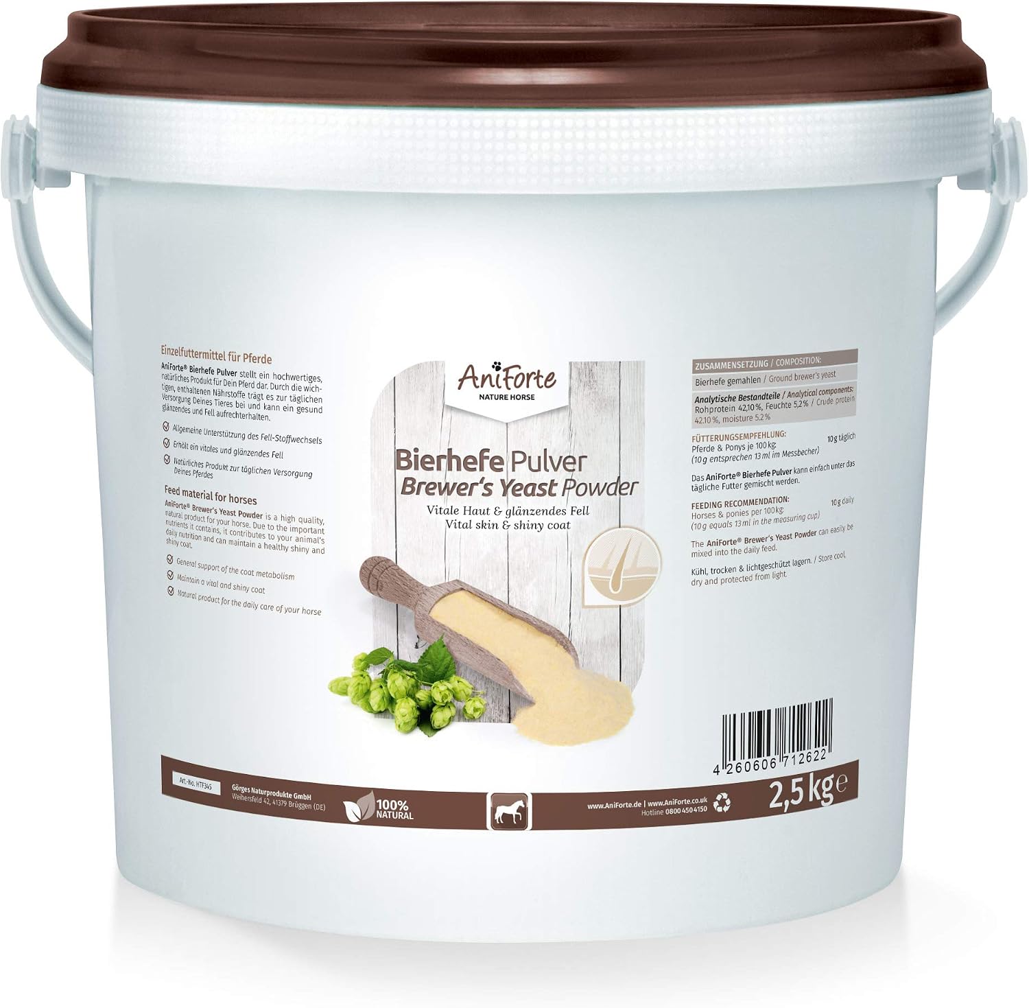 AniForte Reine Bierhefe für Pferde 2,5kg - Naturprodukt für Haut & Fell ...