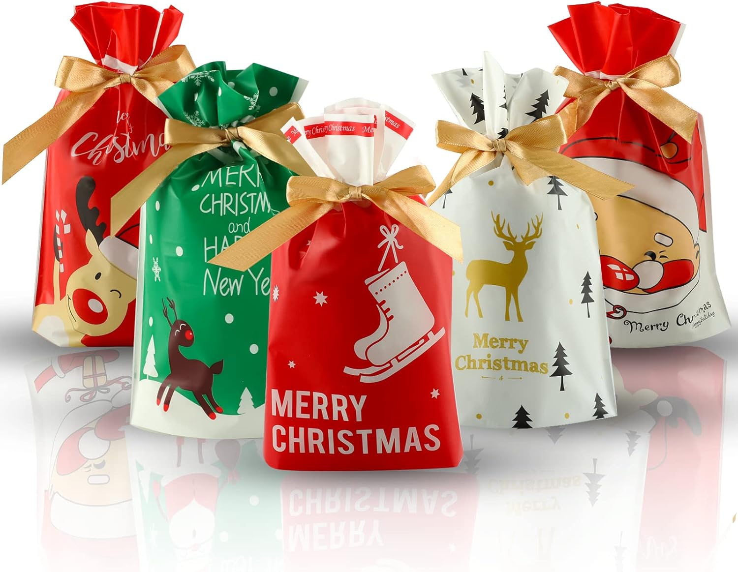 Amazon.com: 50 Pcs Christmas candy bag Christmas treat bags Candy ...