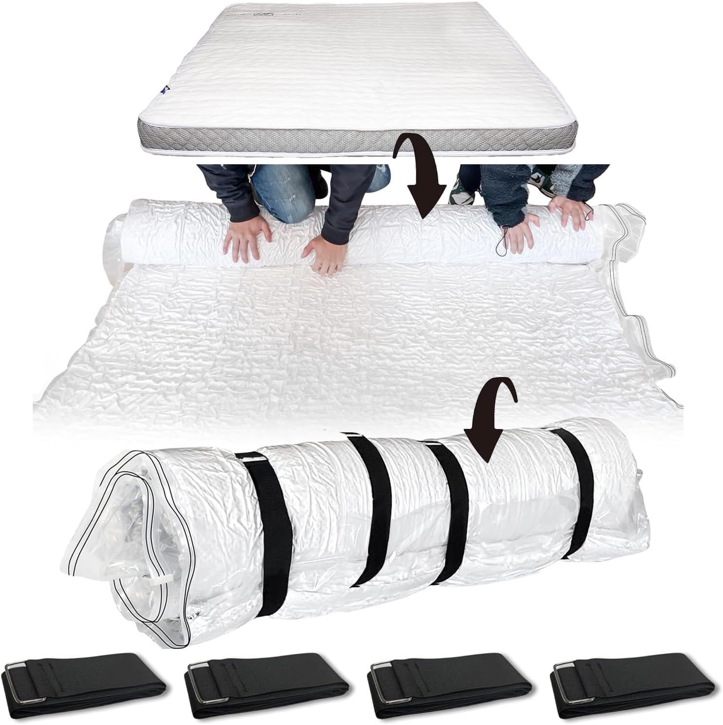 Exquilnova Vacuum Bags for Mattresses with 4 Tie Down Straps, Mattress ...