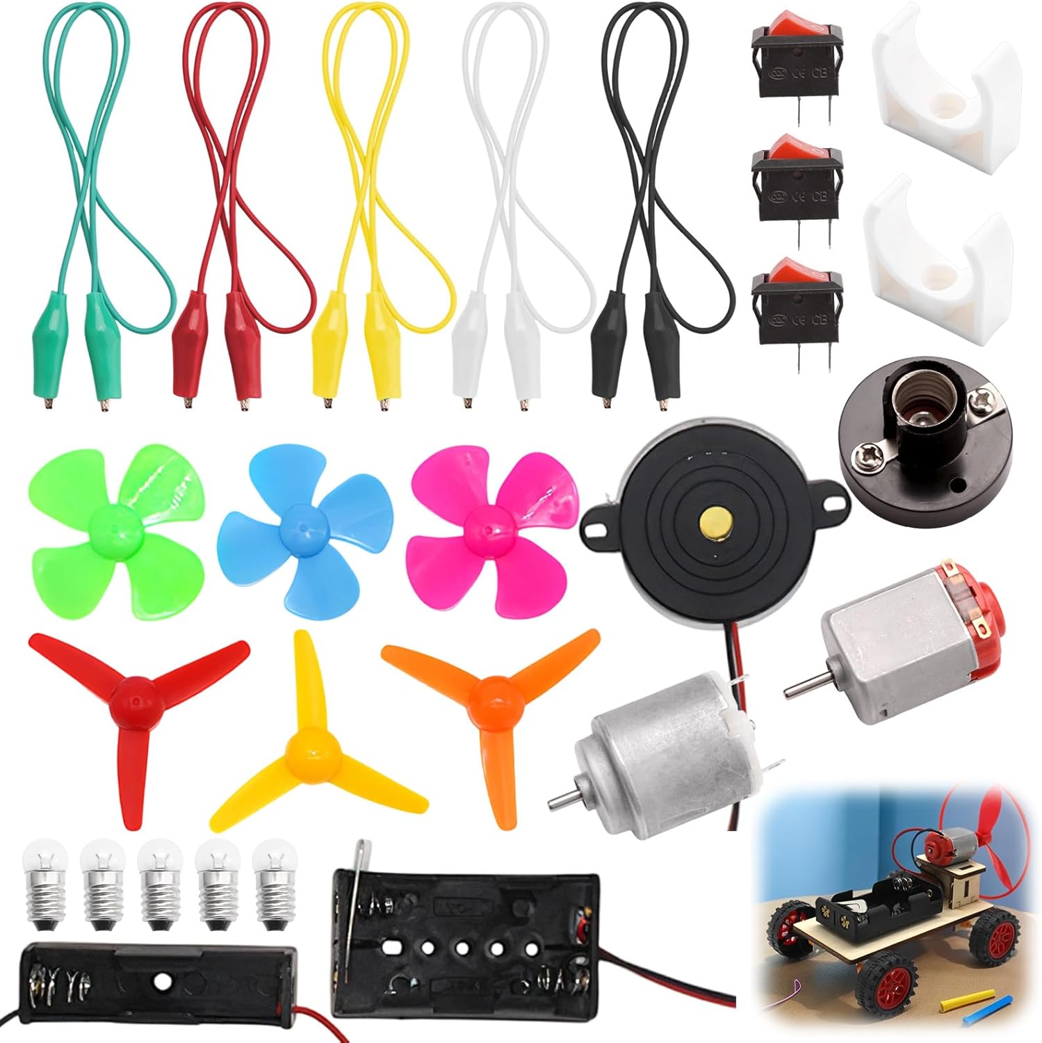 26Pcs Electric Circuit Kits for cience Learning Making Motor Kits for ...