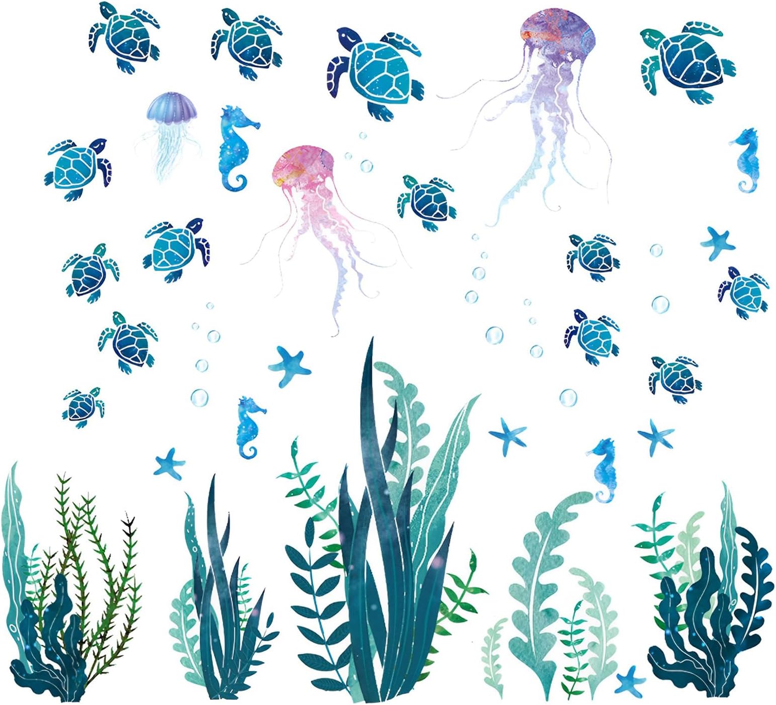 Amazon.com: 2 Sheets Ocean Wall Decals, Under The Sea Wall Decals Ocean ...