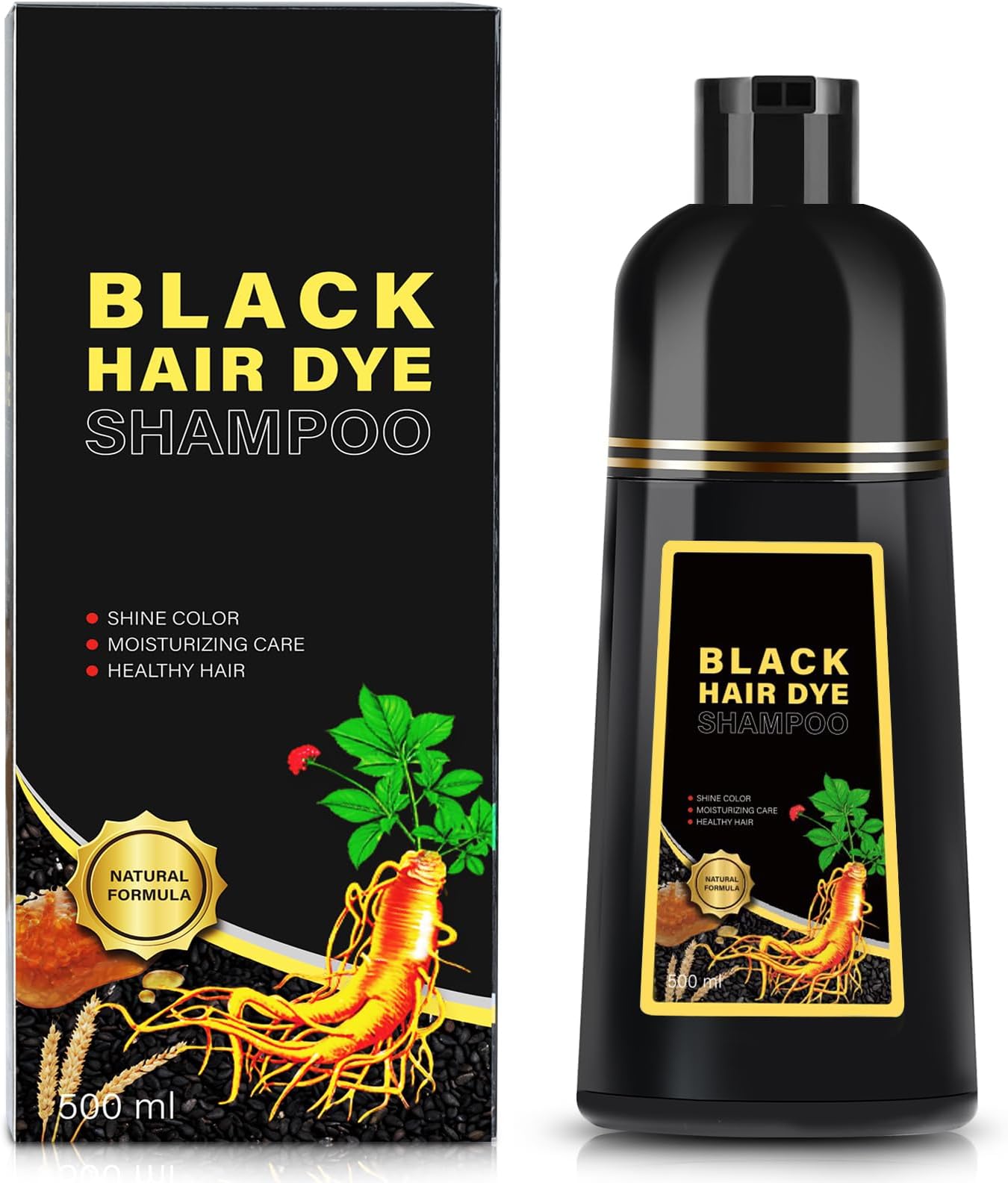 Amazon.com: Black Hair Dye Shampoo 3 en 1, champú a base de hierbas ...
