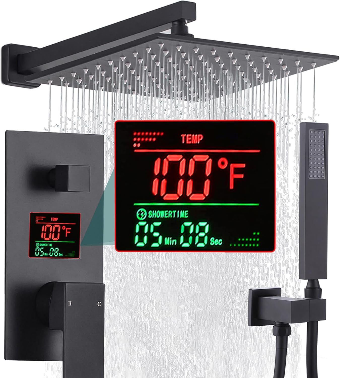 BANGPU Digital Display Shower System Wall Mounted Shower Faucet Set ...