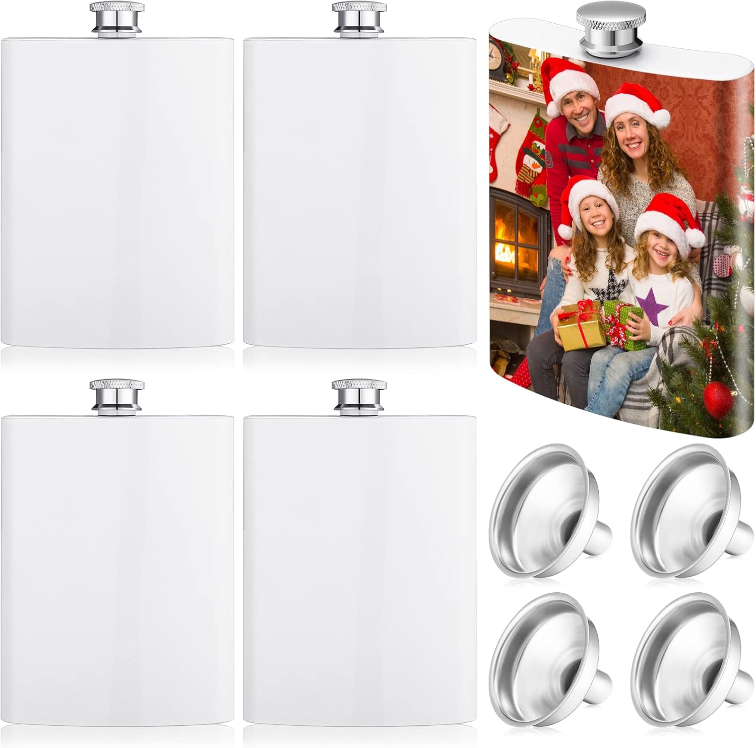 Amazon.com | 4 Pcs Sublimation Hip Flasks for Liquor with Metal Cap and ...