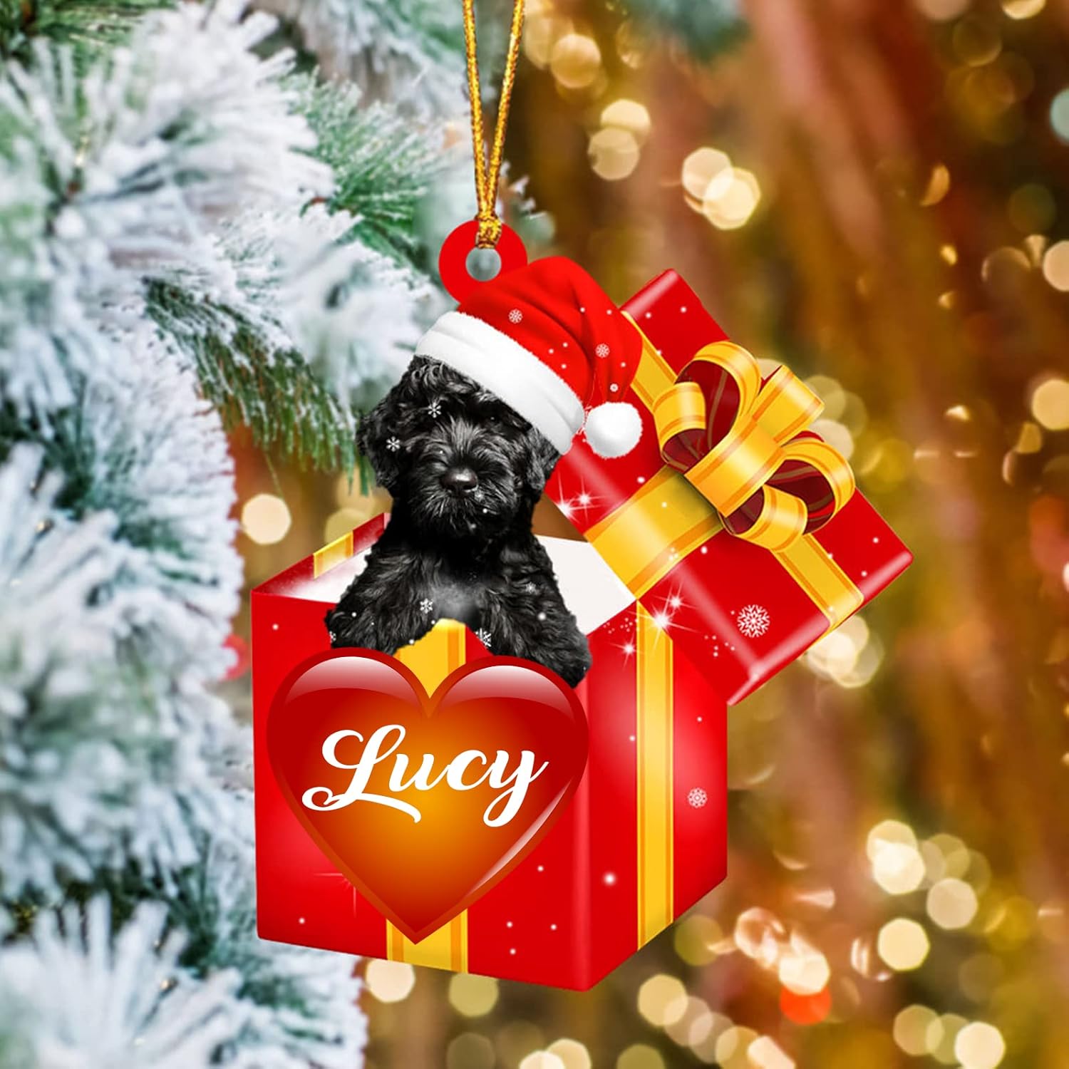 Amazon.com: Cavapoo Dog in Red Gift Box Christmas Ornament, Custom Dog ...