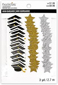 Amazon.com: Graduation 3yd. Cap & Stars Paper Garland by Recollections ...