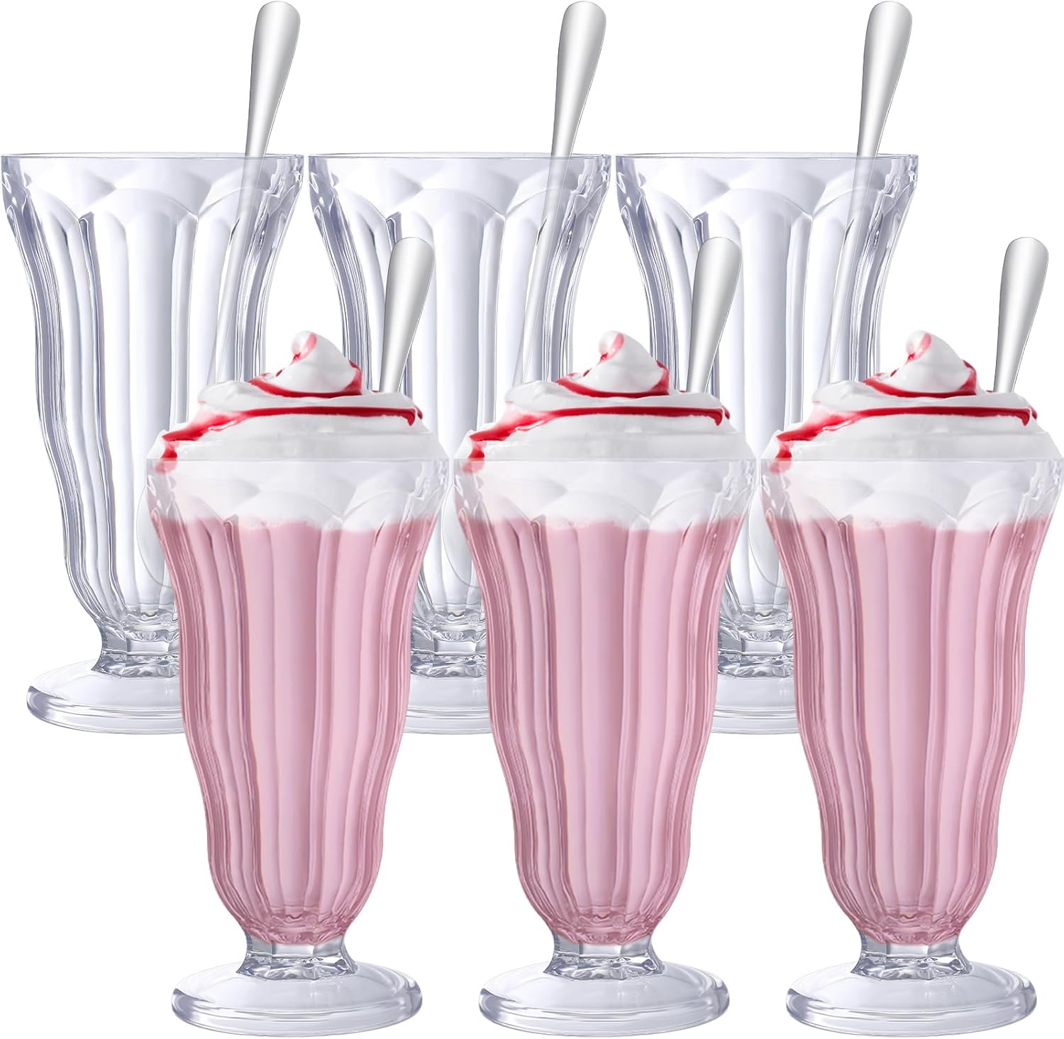 Amazon.com | Maxcheck 6 Set Milkshake Glass 17 oz Sundae Glasses with ...