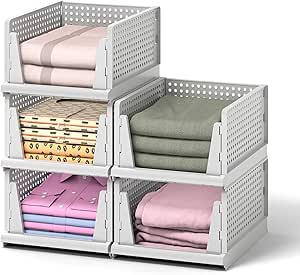 Amazon.com: Stackable Plastic Storage Basket for Closet Drawers 5 Packs ...