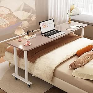 Amazon.com: YVYKFZD Overbed Table with Swivel Wheels, Portable Bedside ...