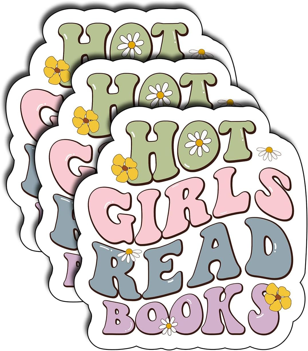 Amazon.com: (3Pcs) Hot Girls Read Books Sticker,Waterproof Vinyl for ...