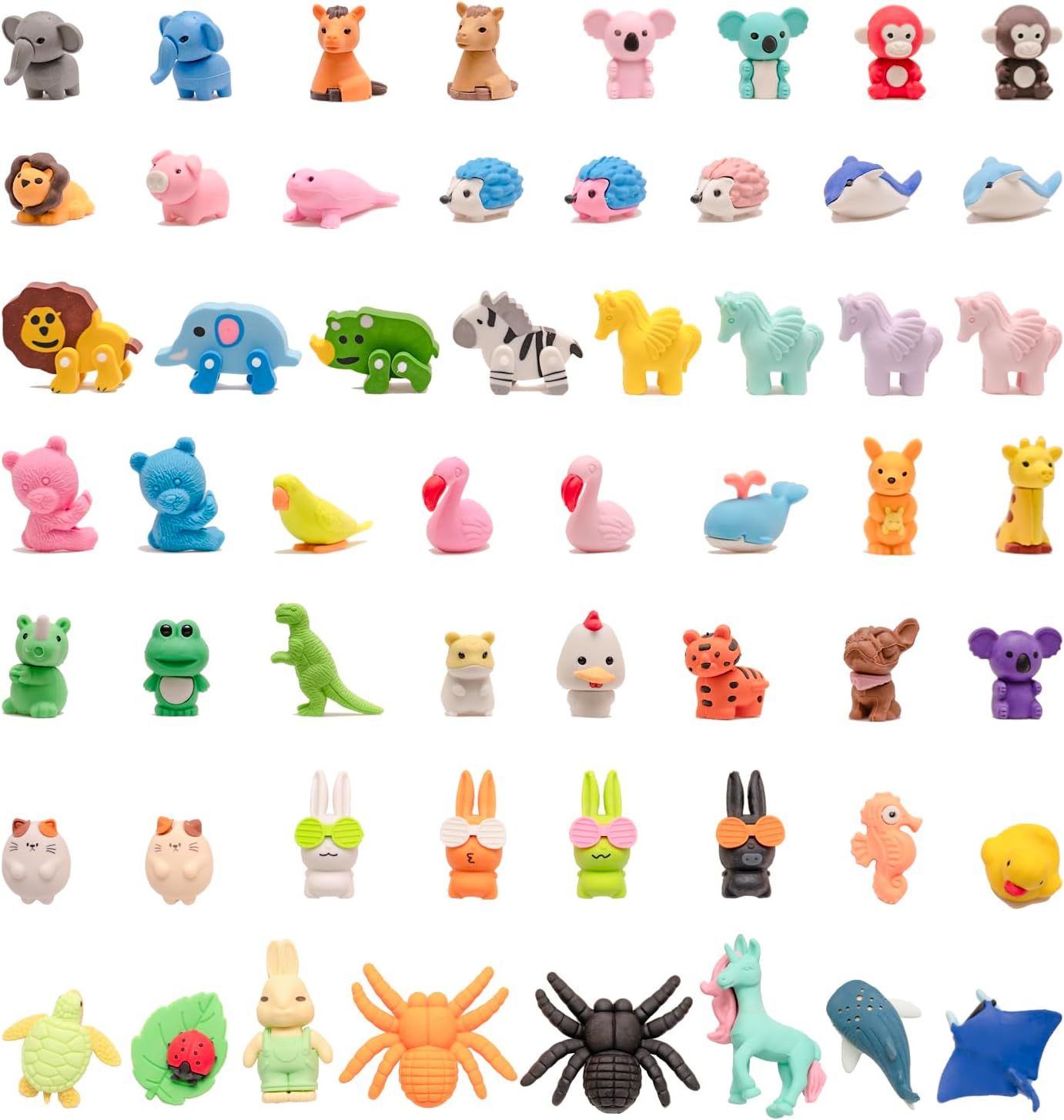 Amazon.com: CLOCK KING 56Pcs 3D Animal Erasers for Kids, All are Animal ...