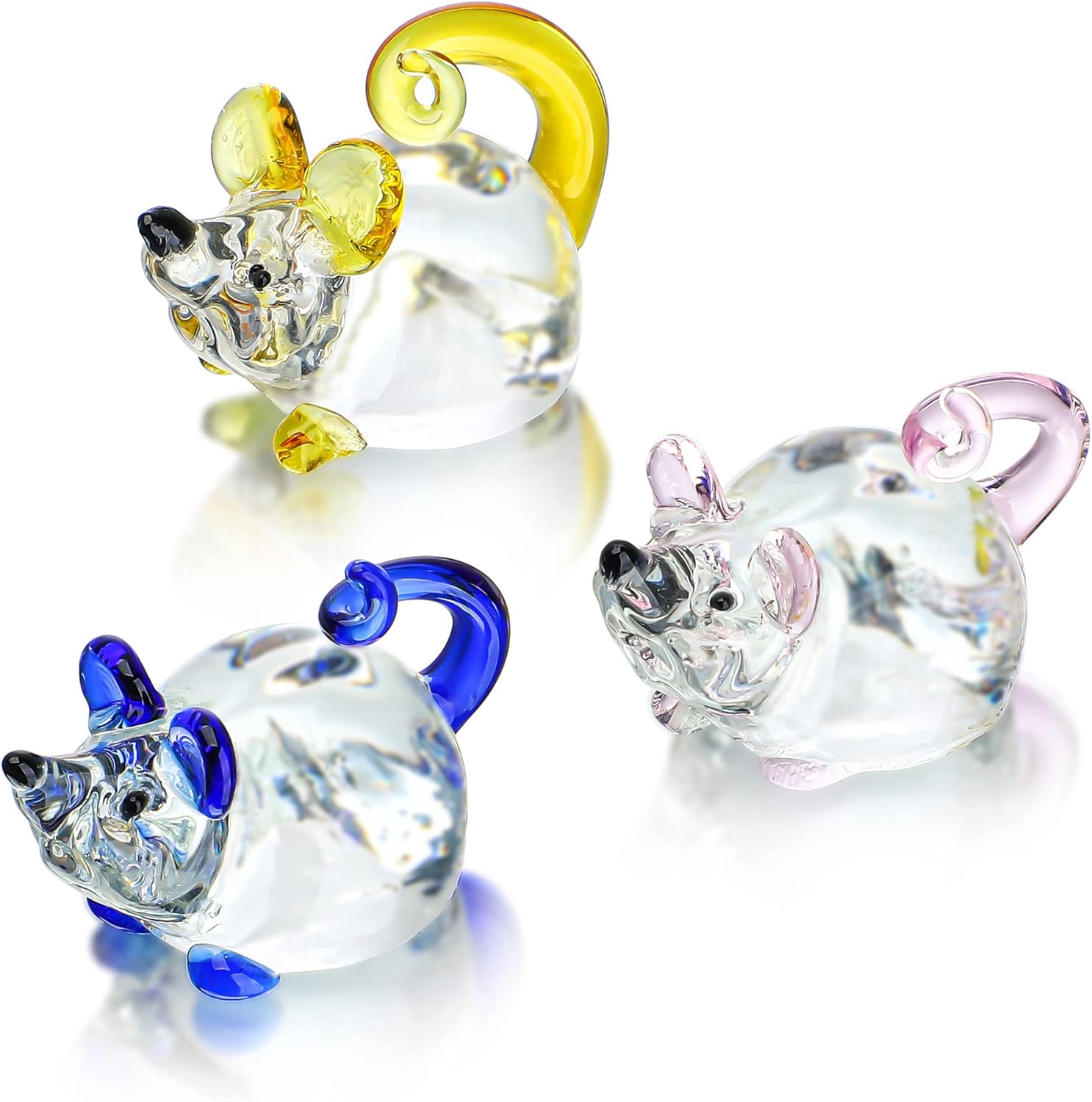 Amazon.com: H&D HYALINE & DORA 3 Pack Glass Crystal Mouse Figurines ...
