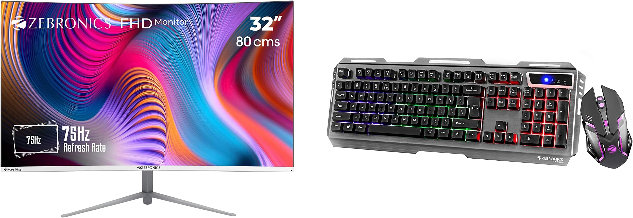 ZEBRONICS AC32FHD LED Curved 75Hz 80cm (32") 1920x1080 FHD Resolution ...