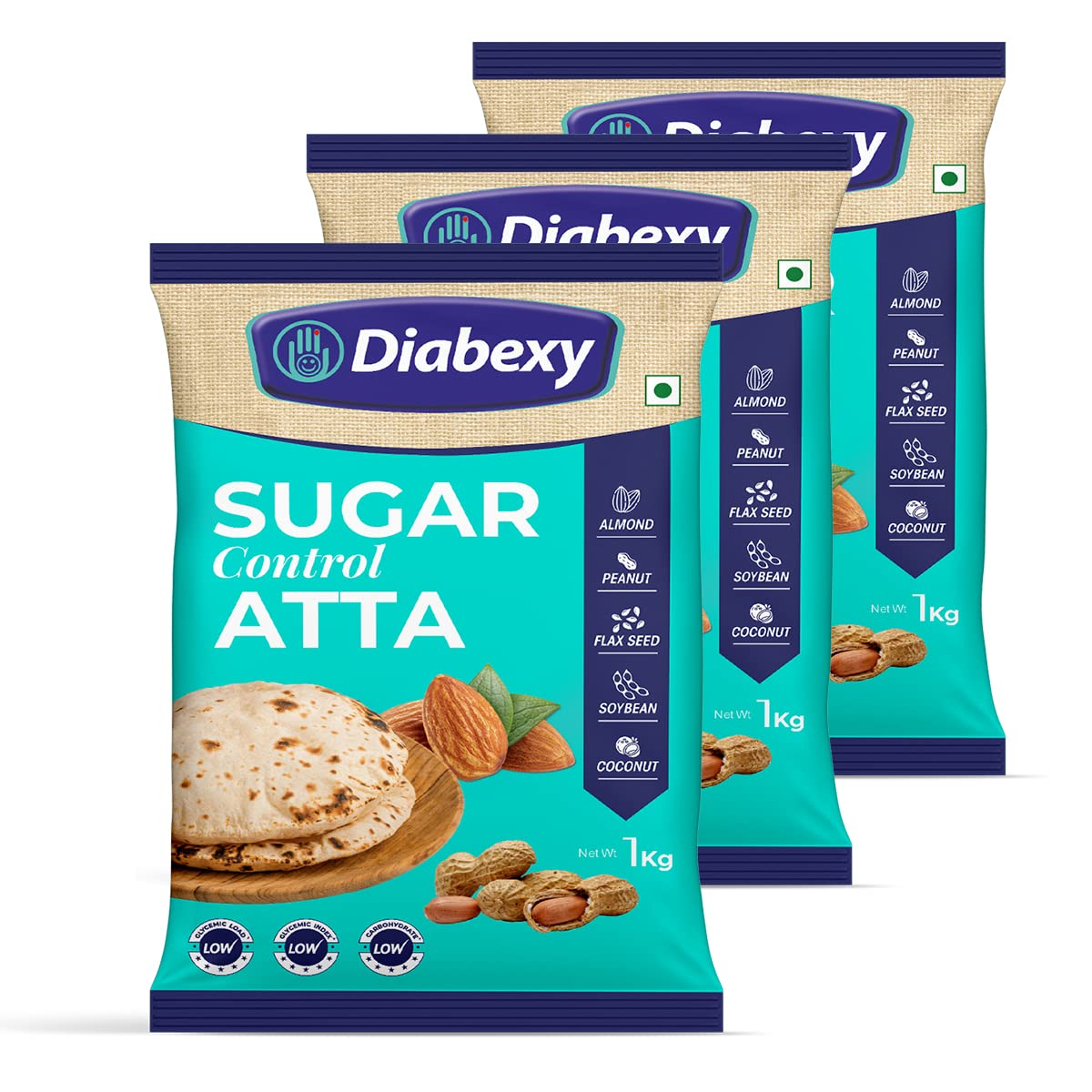 Amazon.com : Diabexy Sugar Control Atta for Diabetics Pack of 3 (1 kg ...