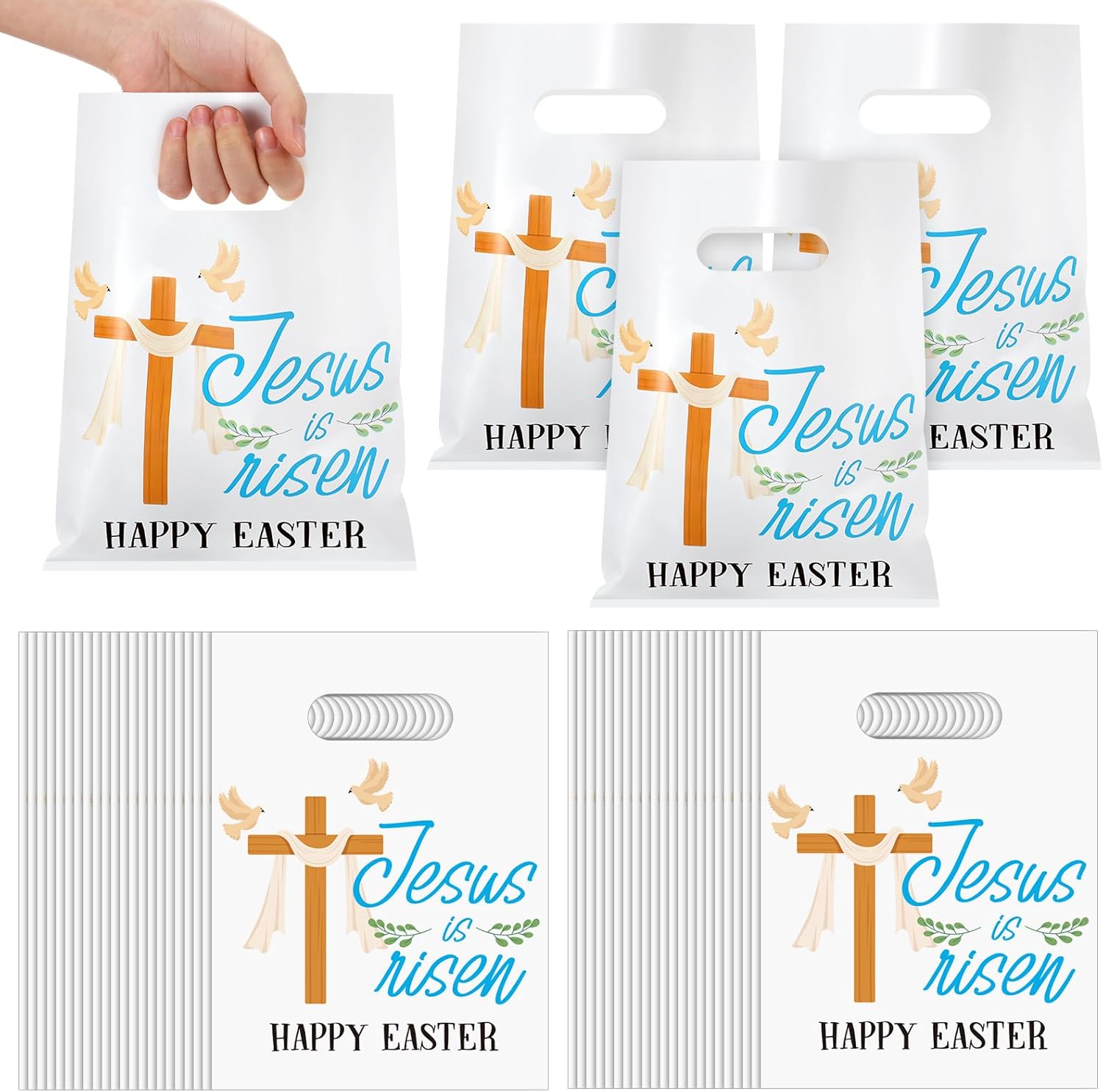 Amazon.com: Kolldenn 100 Pcs Easter Treat Bags Bulk Religious Jesus Is ...