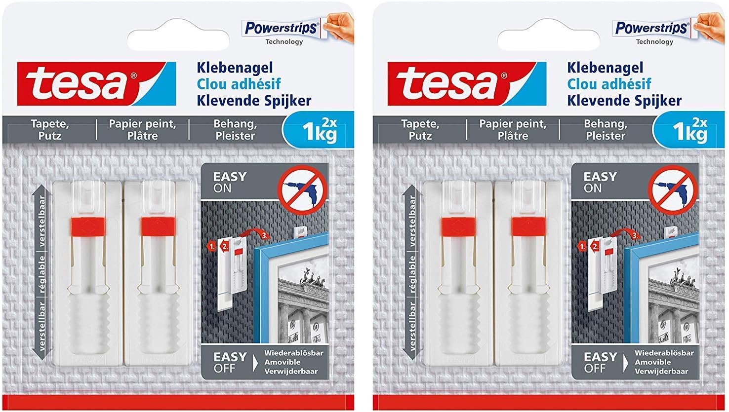 tesa Klebenagel für Tapeten und Putz 1kg - Selbstklebende Nägel für ...