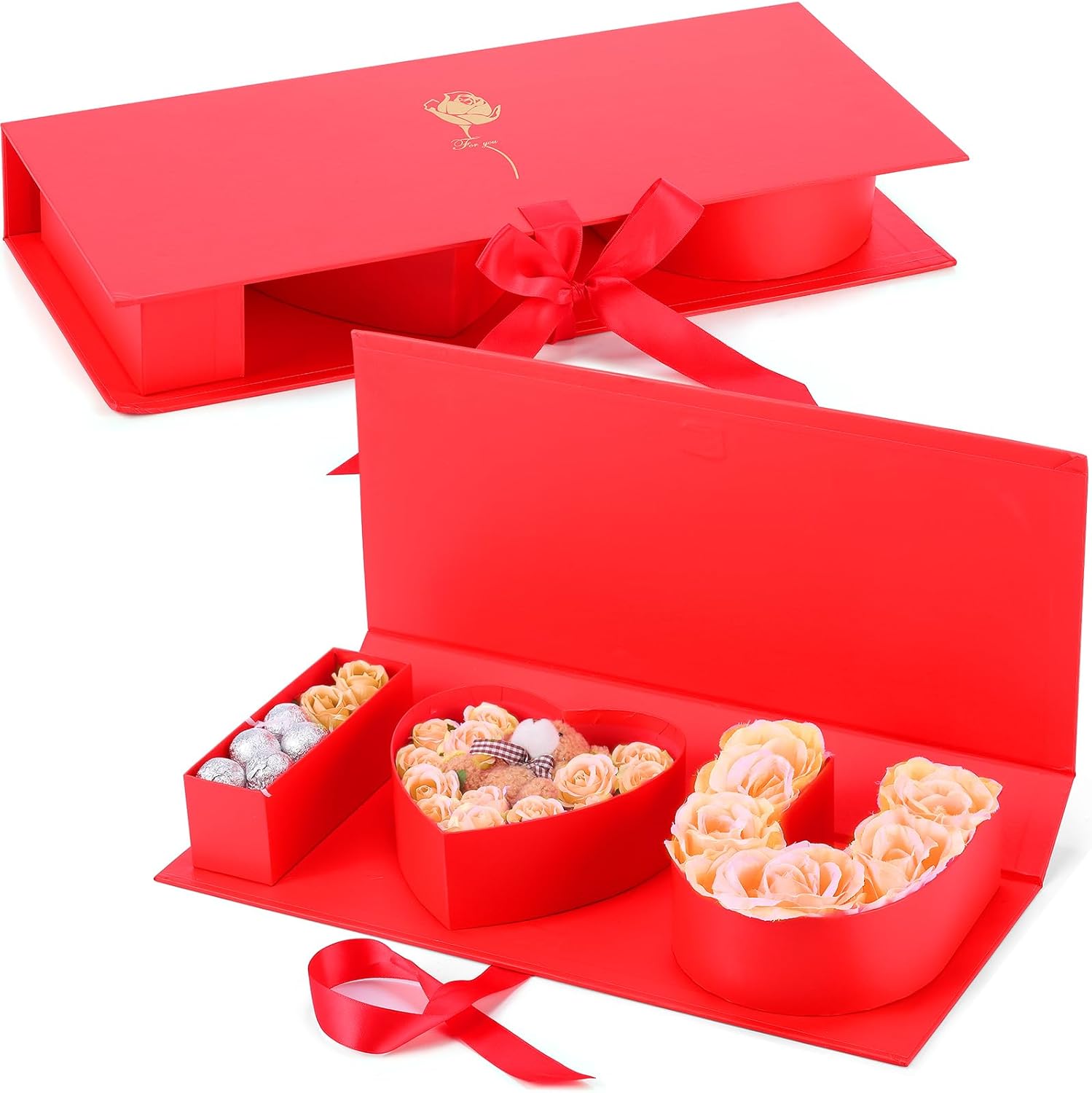Engrowtic Paquete de 2 cajas rellenables con forma de letra «I Love You ...