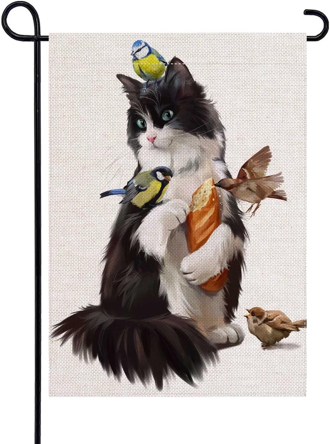 Amazon.com : Uanvaha Cat Birds Garden Flag Double Sided Black White ...