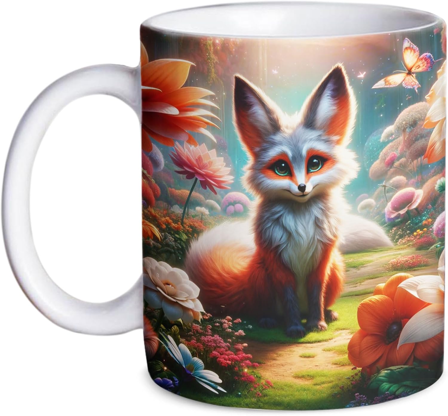Amazon.com: QTValue Personalized 3D Ceramic Cute Floral Fox Coffee Mug ...